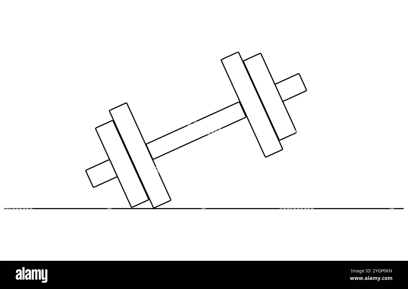 Barbel in one continuous single line art drawing style Gym fitness ...