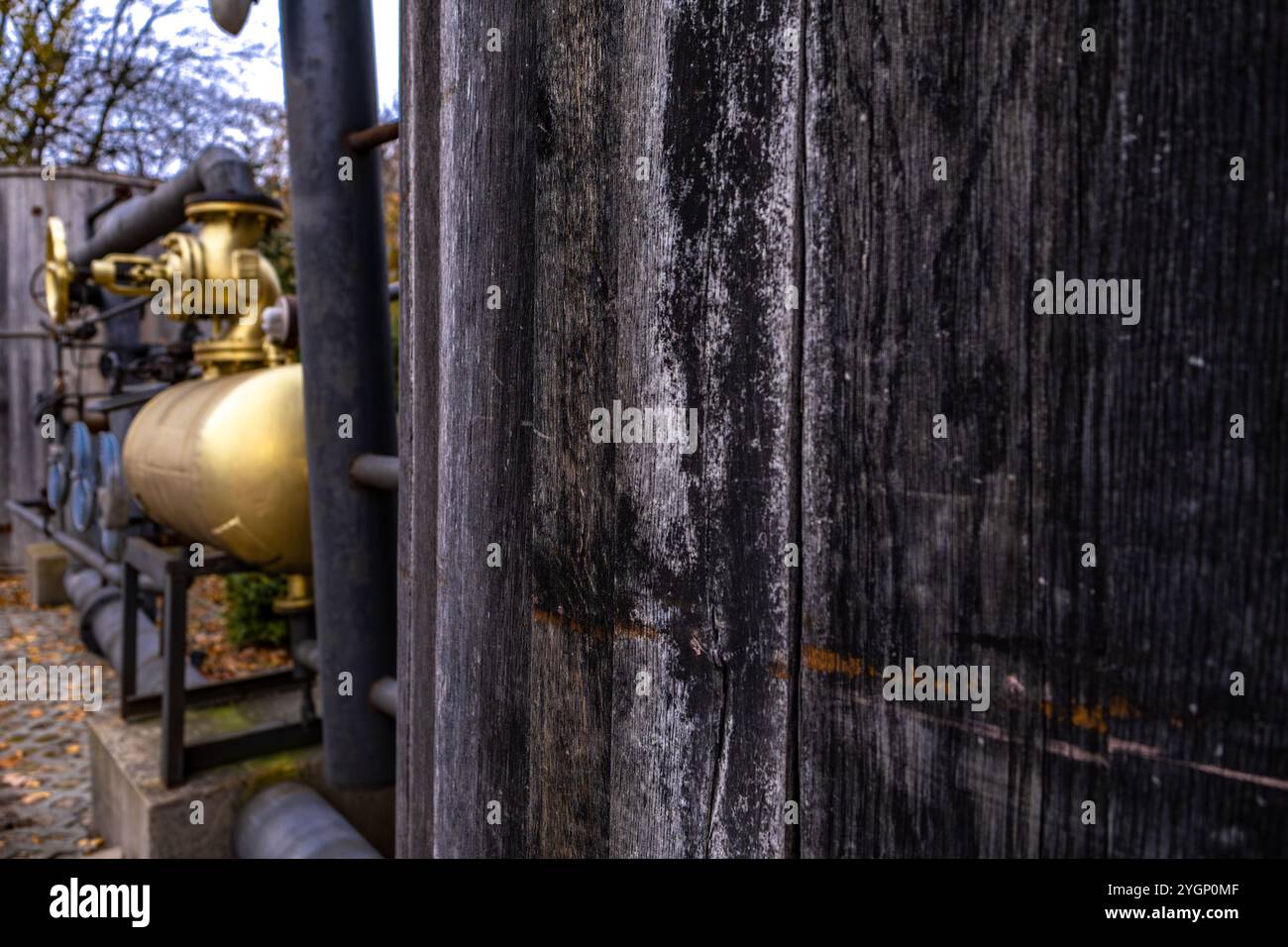 A museum exhibit, an old production line for producing beer from hops ...