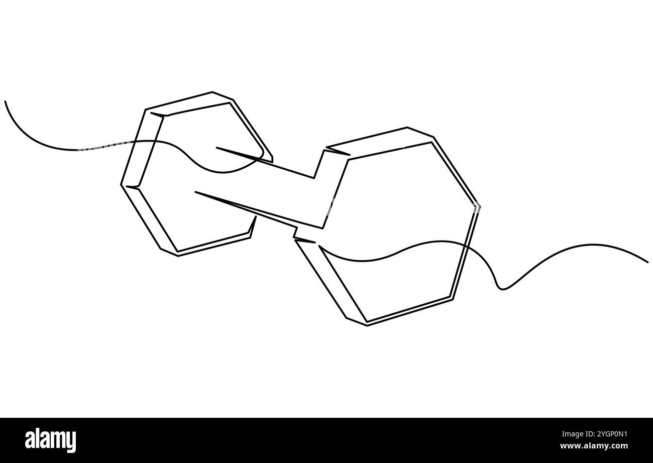 Barbel in one continuous single line art drawing style Gym fitness ...