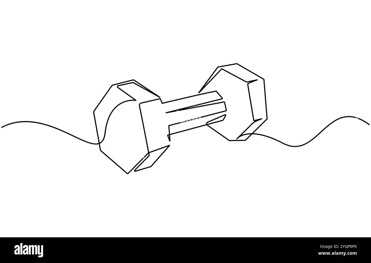 Barbel in one continuous single line art drawing style Gym fitness sport concept vector ...