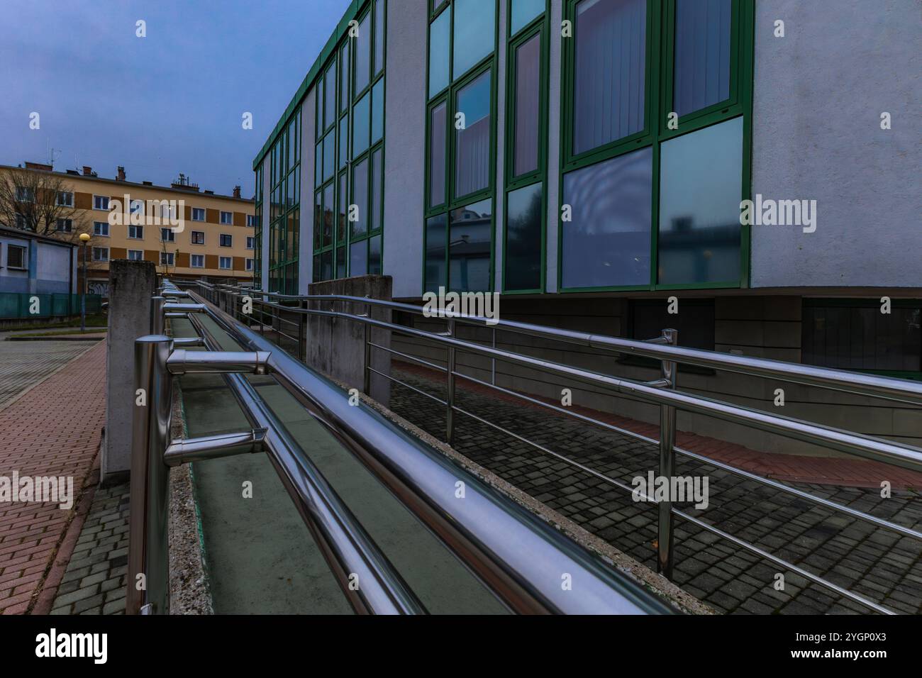 Parking spaces for disabled people, wheelchair ramp, architectural ...