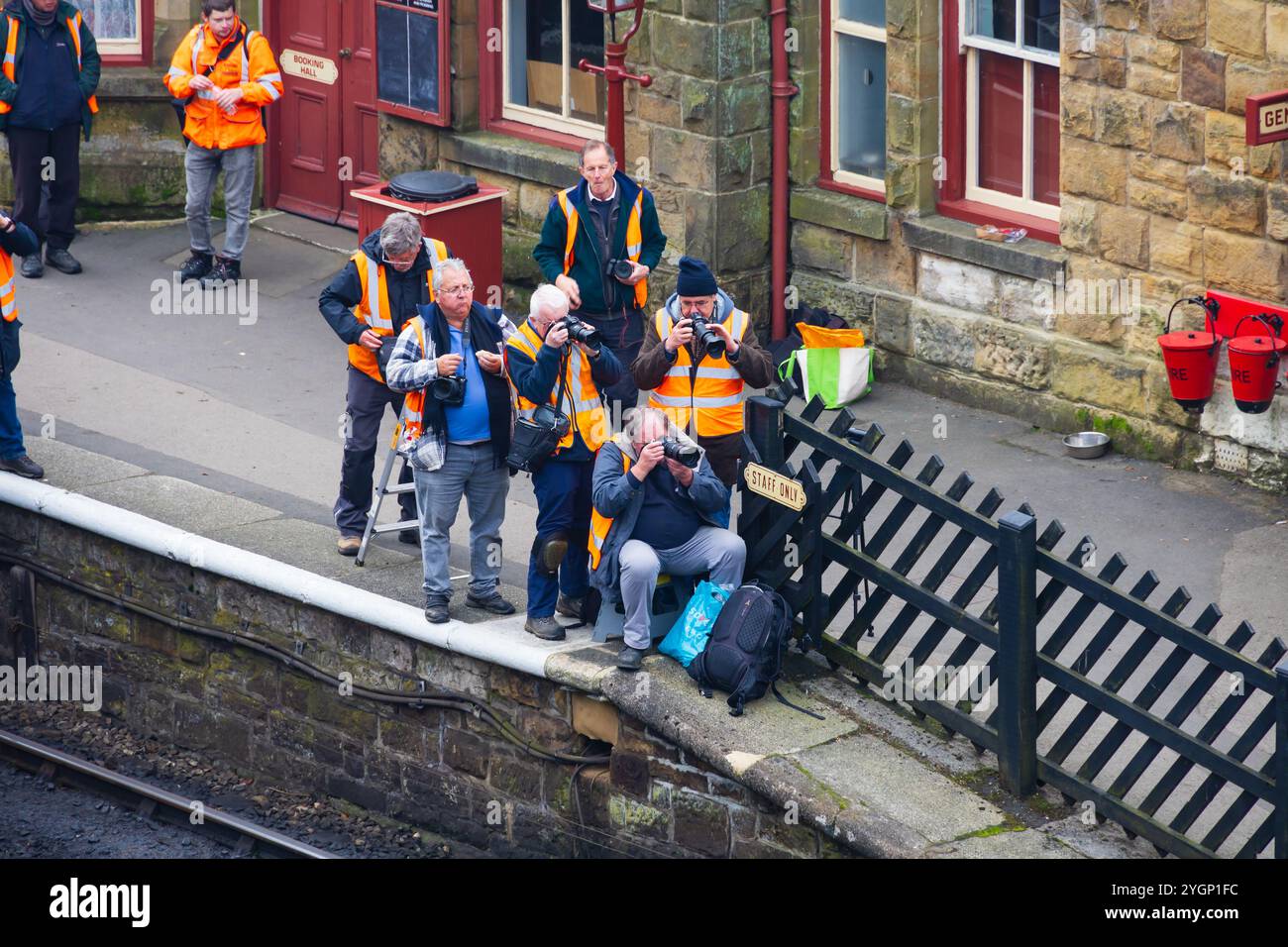 Railway enthusiasts, spotters, on a special photographic excursion for ...