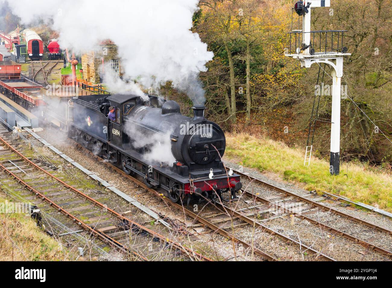 North Yorkshire Moors Railway, NYMR, Moorlander, P3 65894 letting off ...
