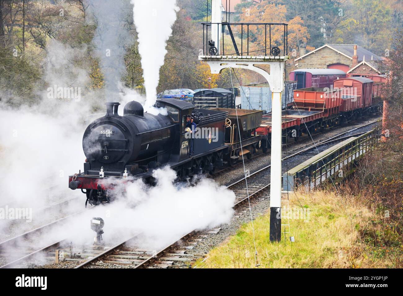 North Yorkshire Moors Railway, NYMR, Moorlander, P3 65894 letting off ...