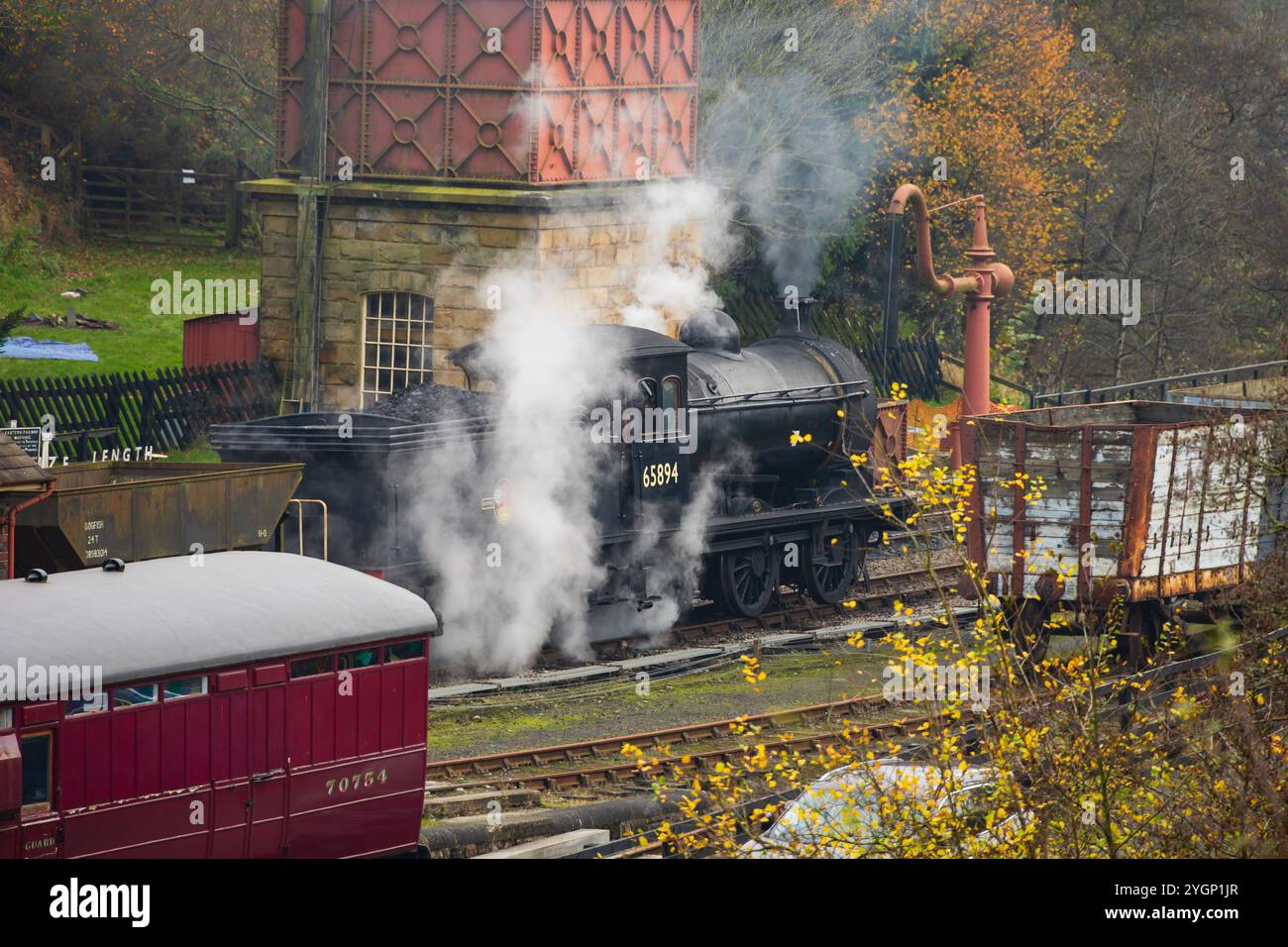 North Yorkshire Moors Railway, NYMR, Moorlander, P3 65894 letting off ...