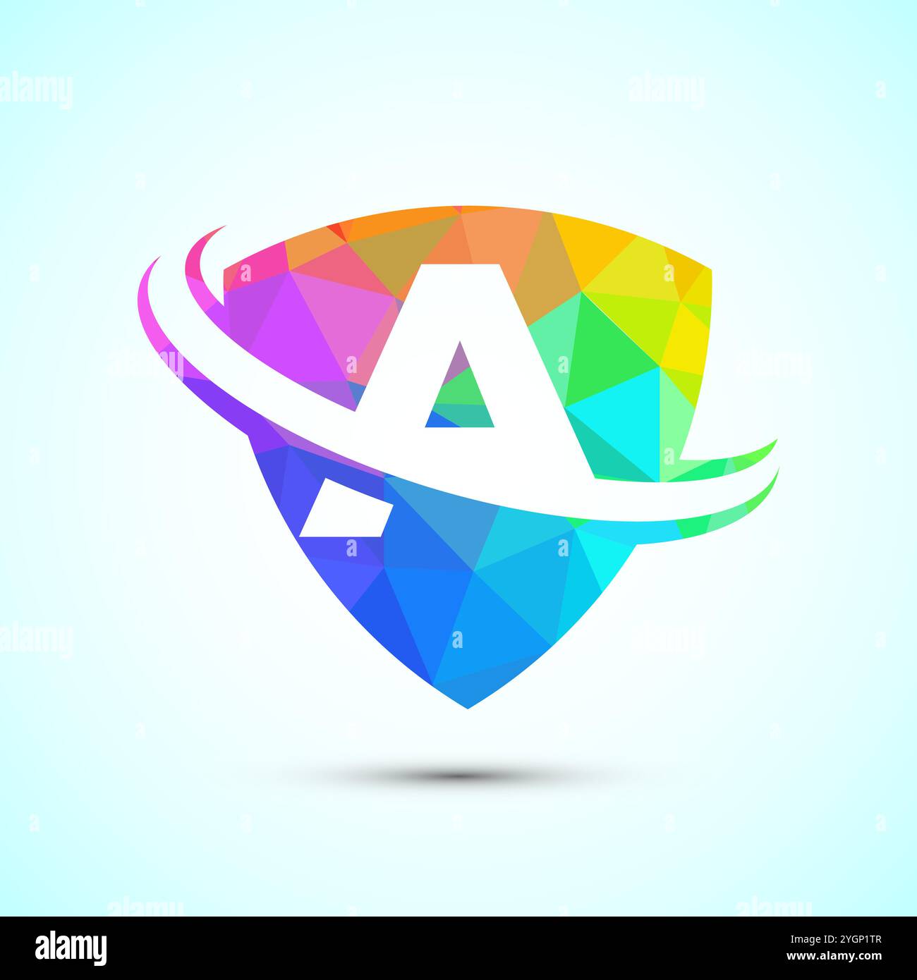 English alphabet with shield and swoosh. Creative modern logo design ...