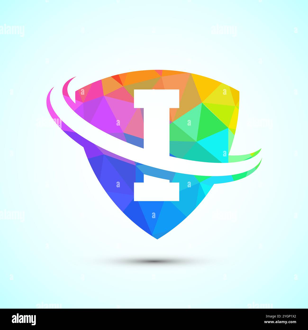 English alphabet with shield and swoosh. Creative modern logo design ...