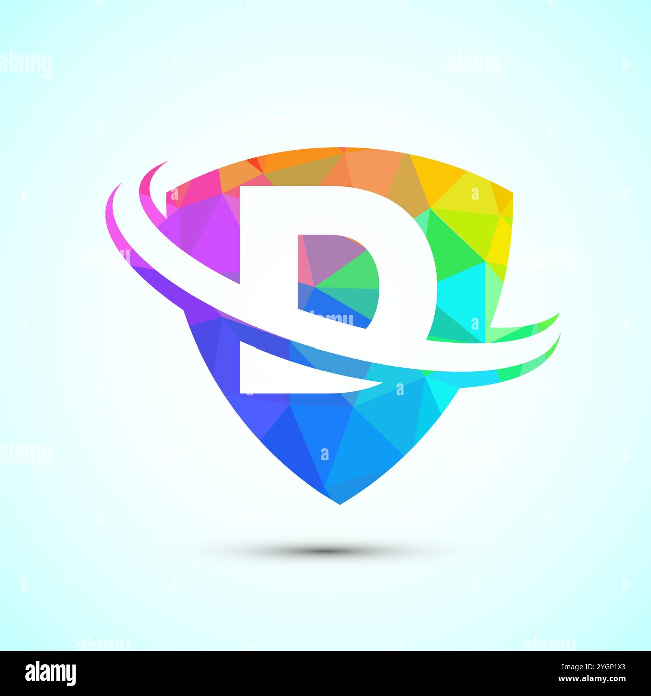 English alphabet with shield and swoosh. Creative modern logo design ...