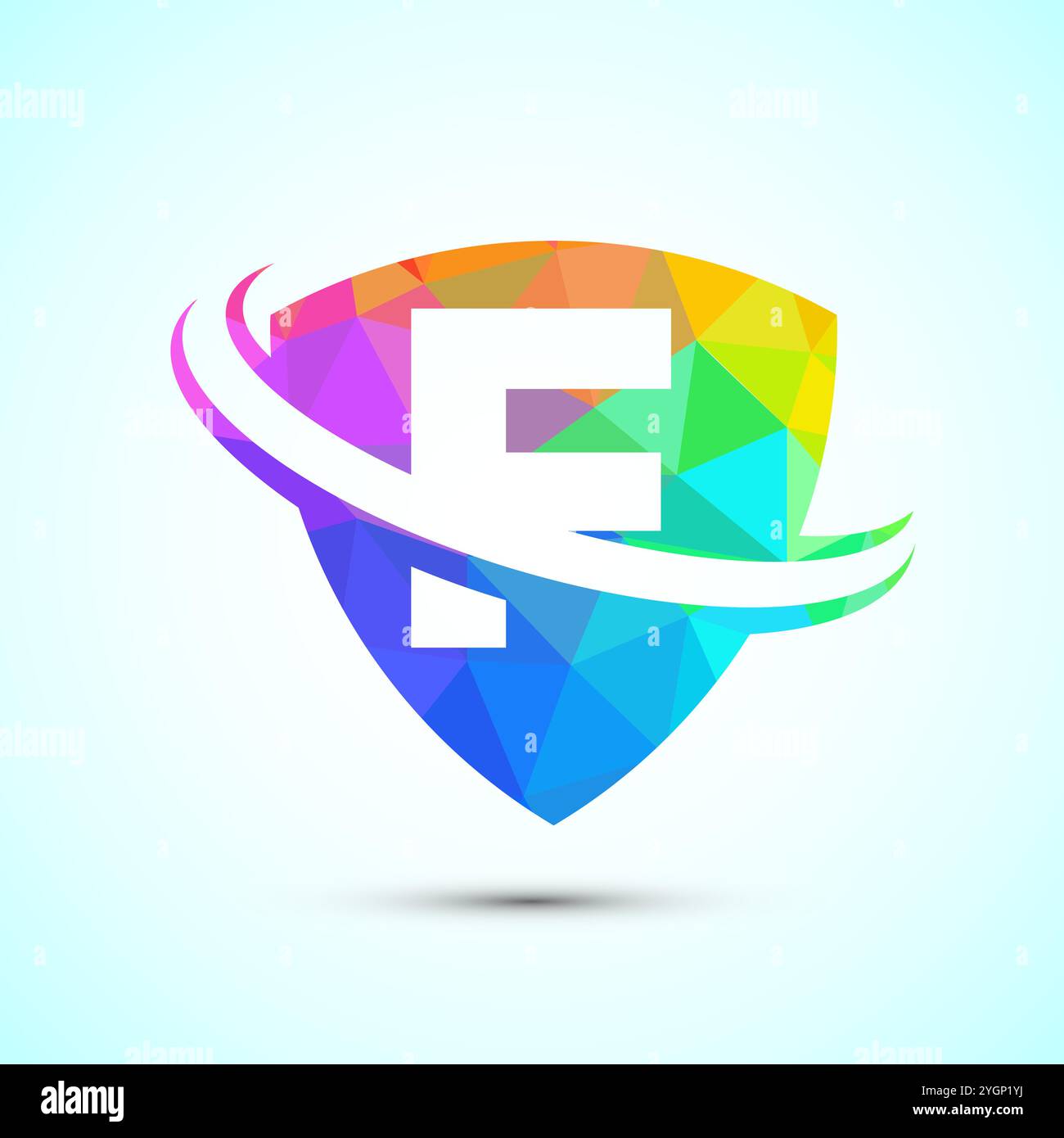 English alphabet with shield and swoosh. Creative modern logo design ...