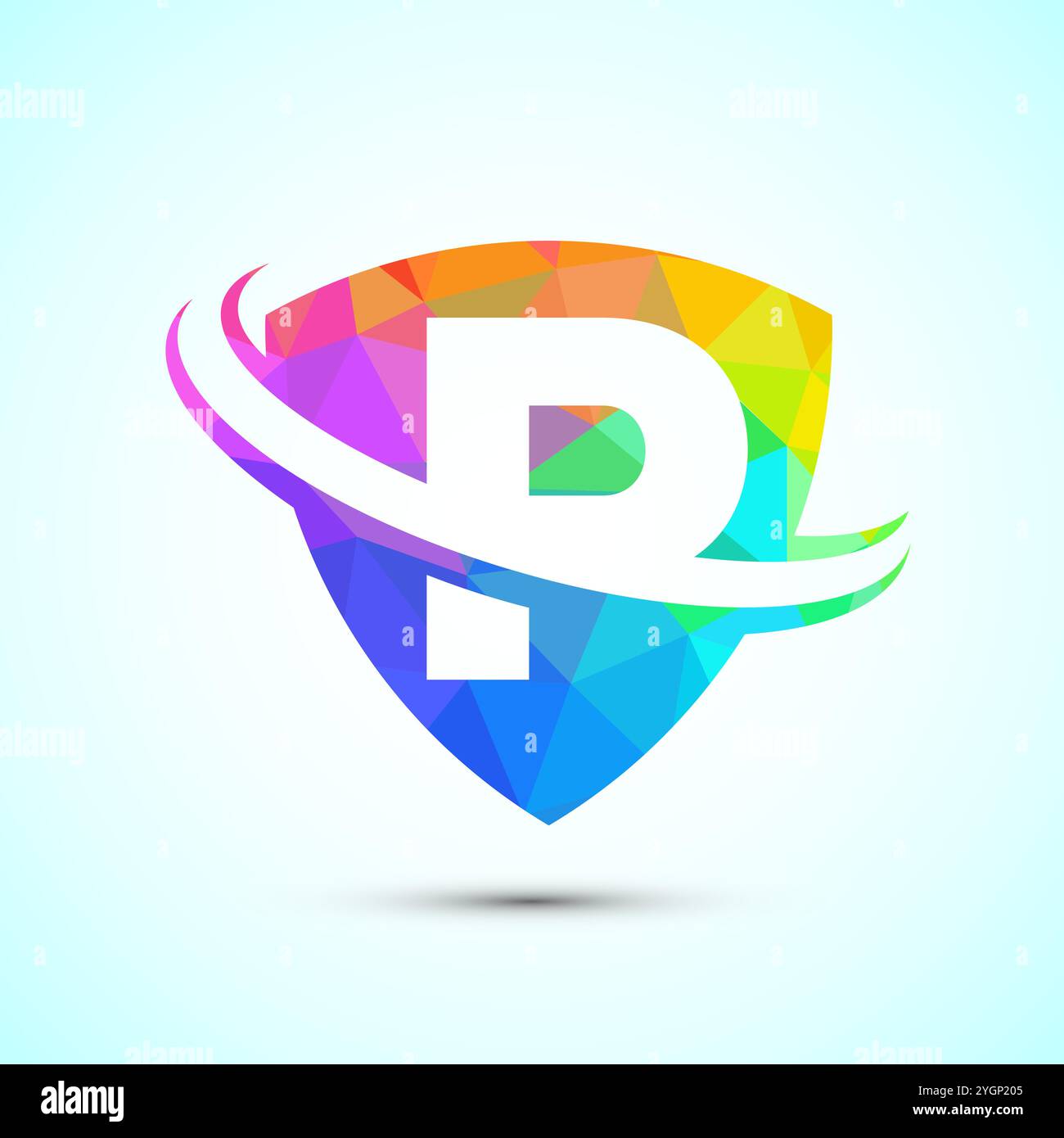 English alphabet with shield and swoosh. Creative modern logo design ...