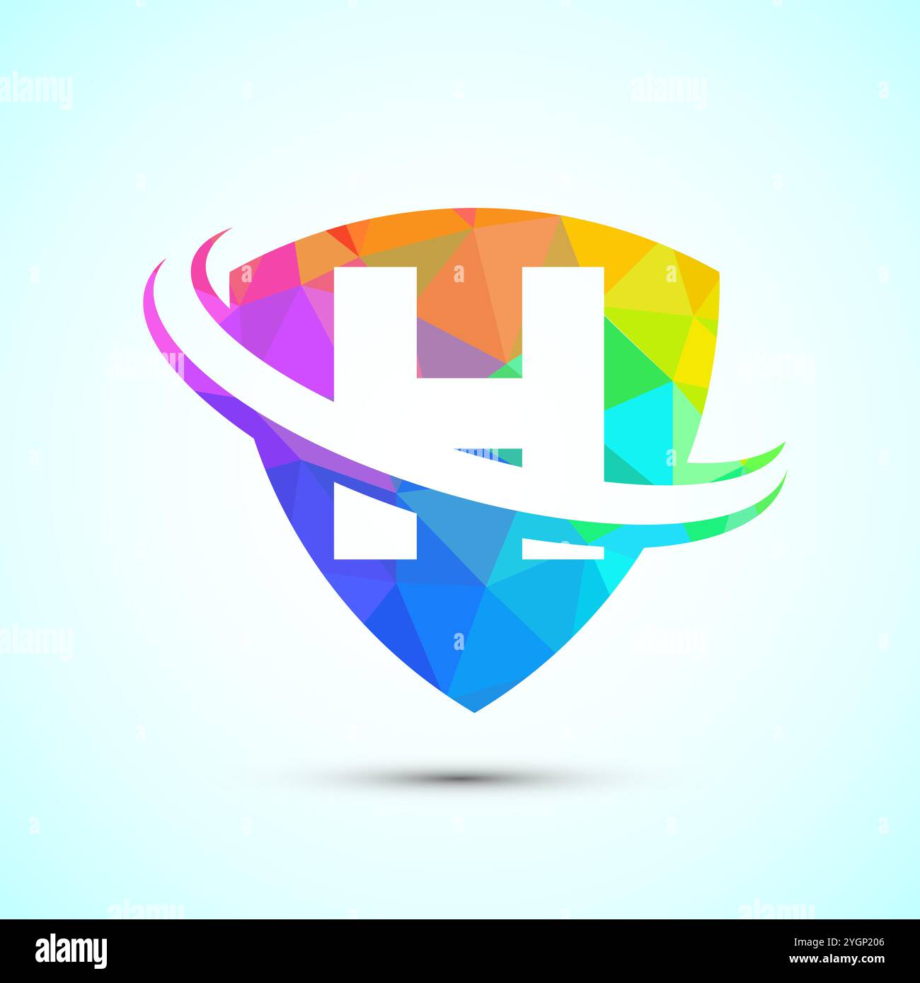 English alphabet with shield and swoosh. Creative modern logo design ...