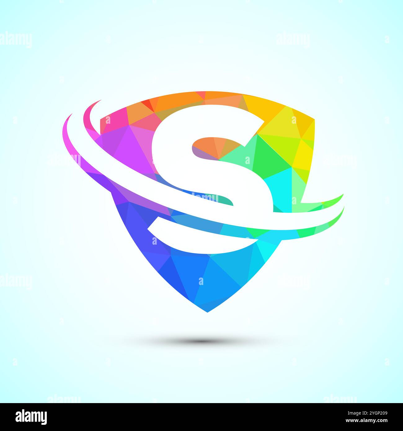 English alphabet with shield and swoosh. Creative modern logo design ...