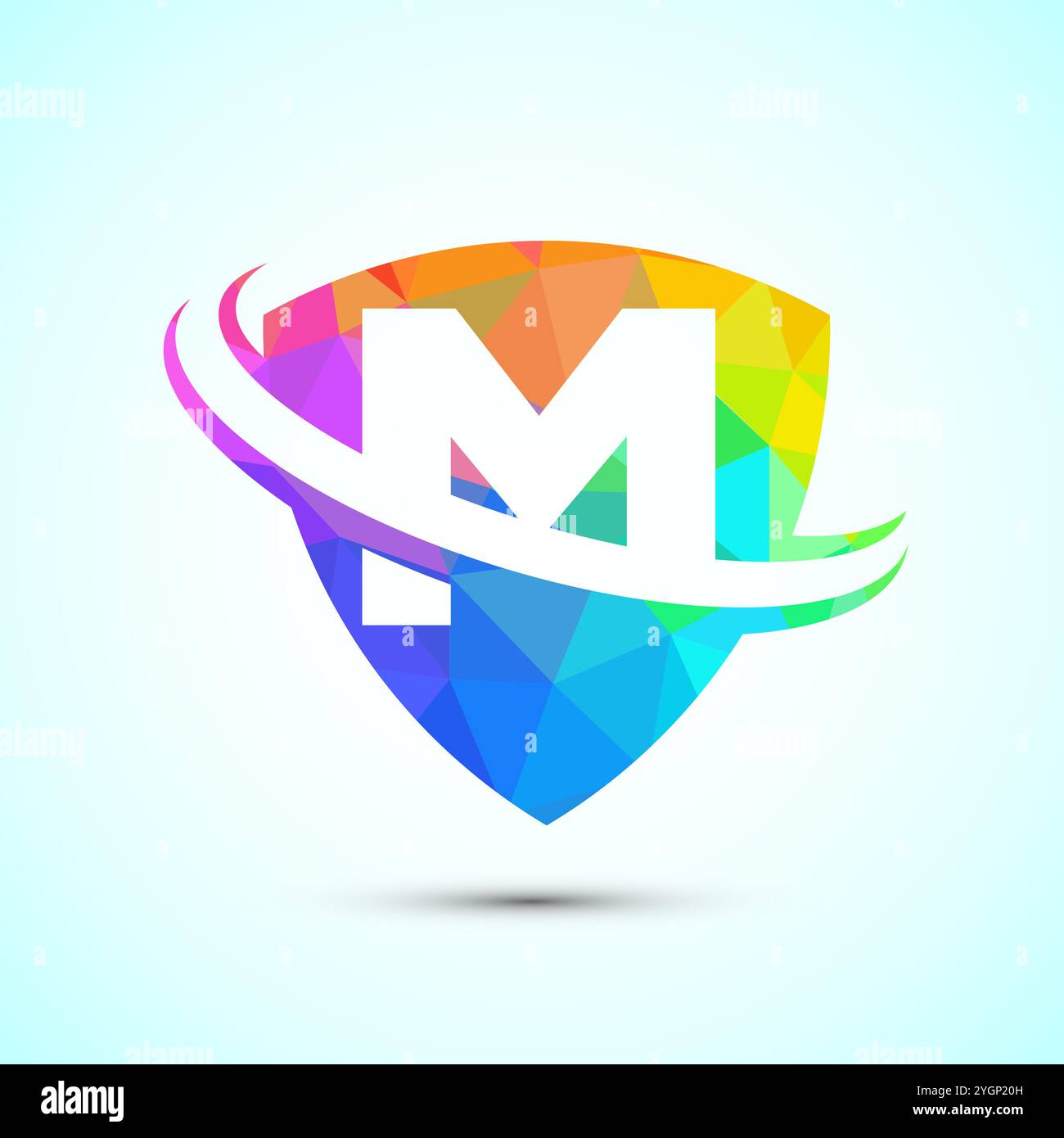English alphabet with shield and swoosh. Creative modern logo design ...