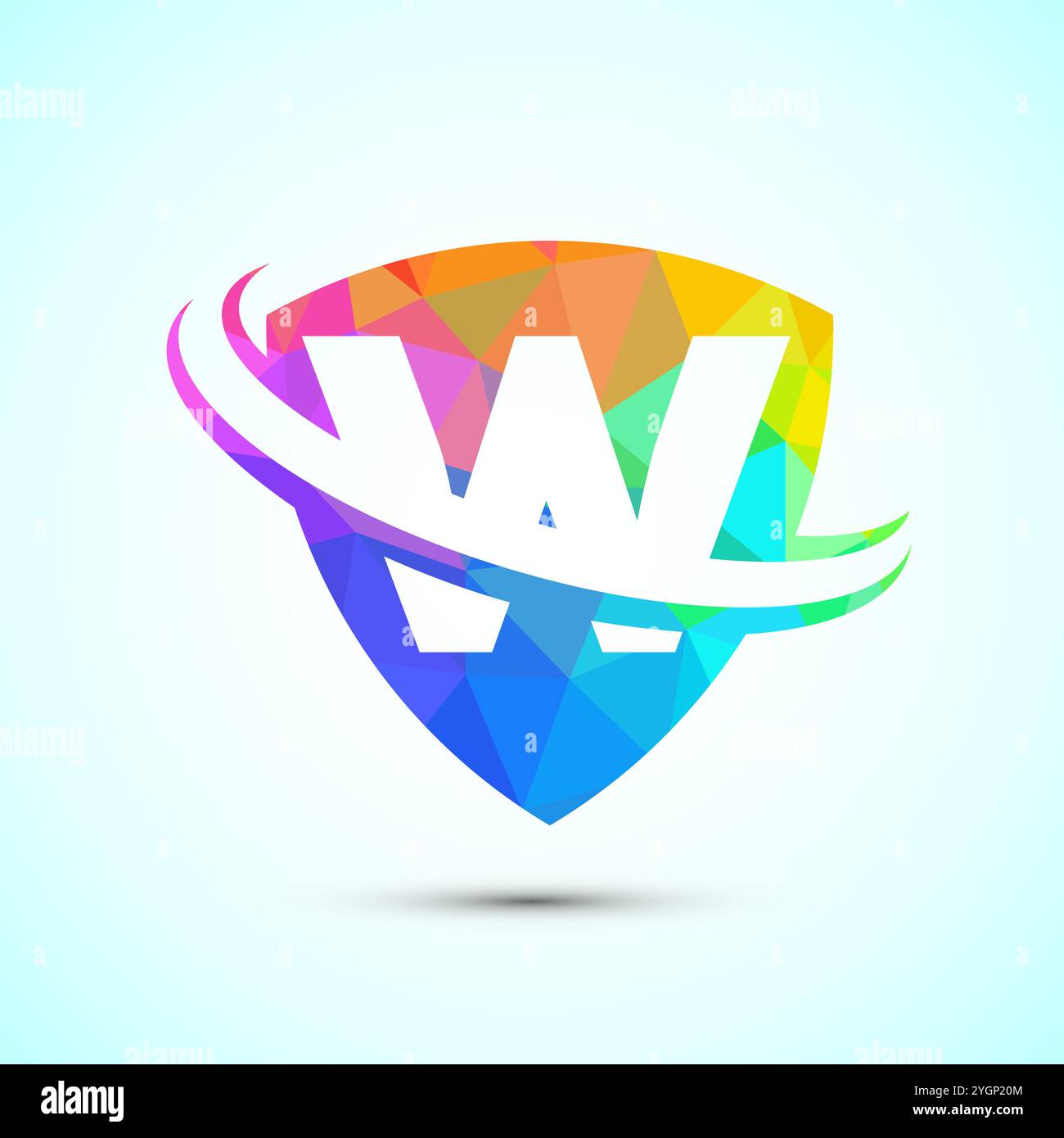 English alphabet with shield and swoosh. Creative modern logo design ...