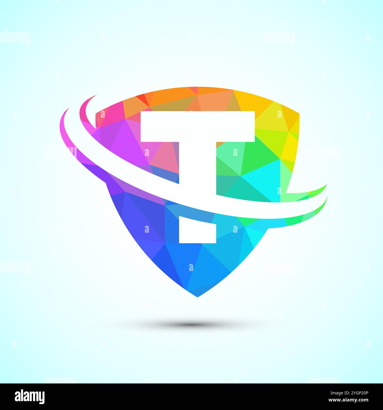 English alphabet with shield and swoosh. Creative modern logo design ...
