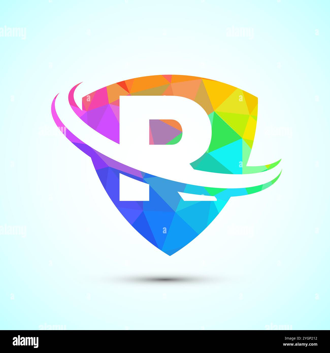 English alphabet with shield and swoosh. Creative modern logo design ...