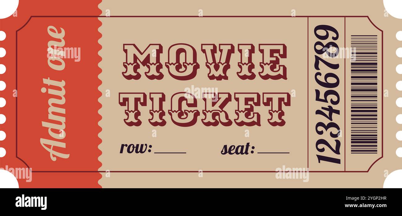 Vintage retro style movie ticket Stock Vector Image & Art - Alamy