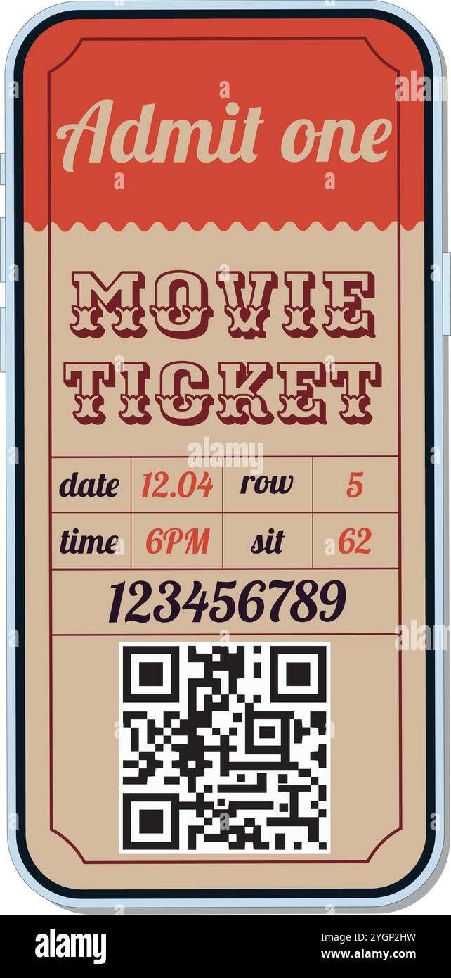 Electronic movie ticket template on your phone Stock Vector Image & Art ...