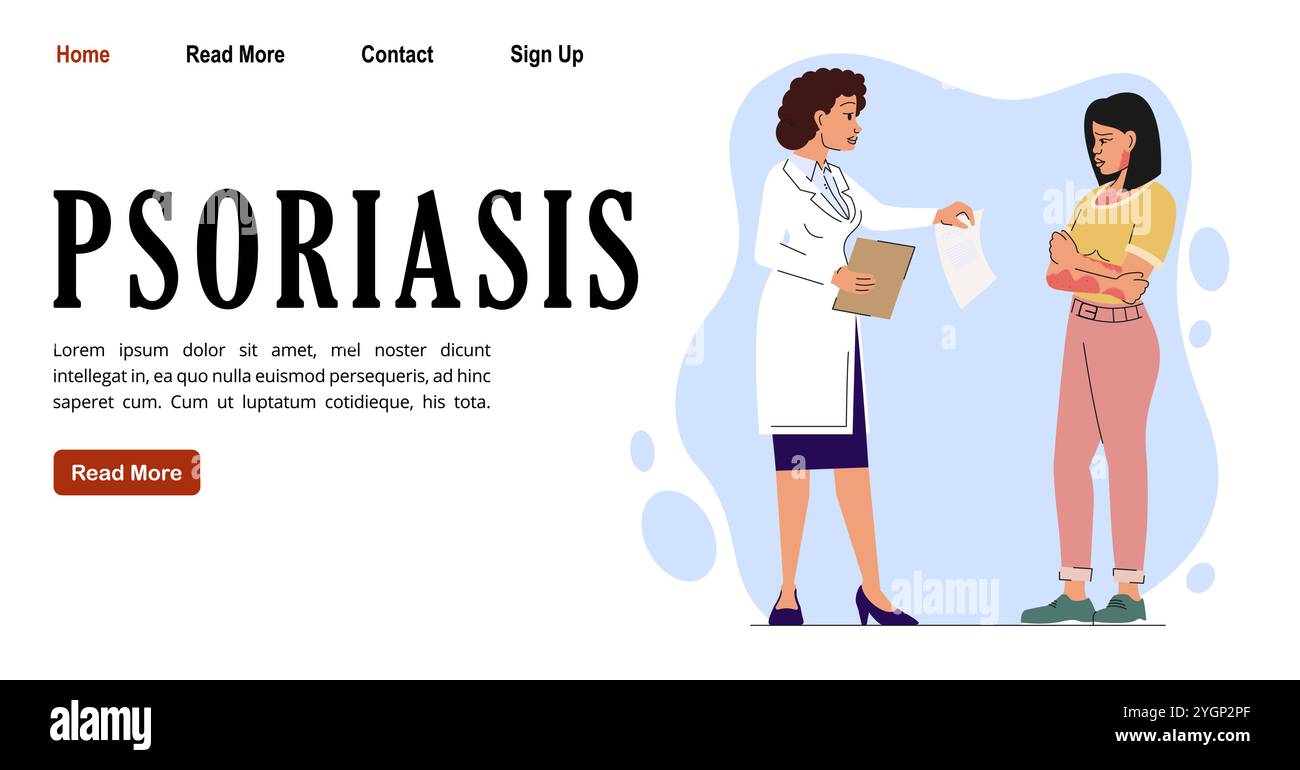 Psoriasis treatment and prevention banner. Psoriasis causes, poster ...