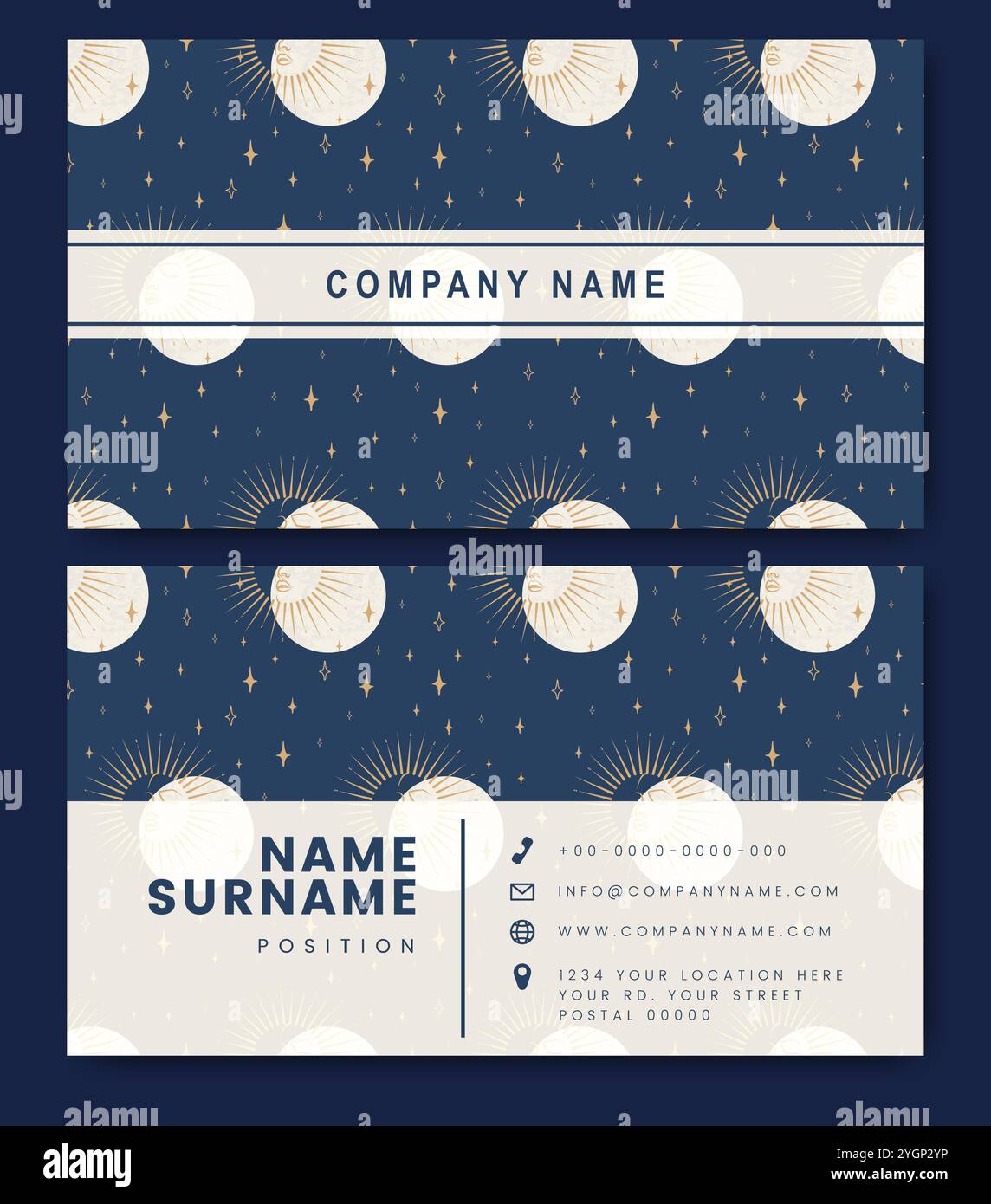 Business card design mystic tarot template. Witchcraft double sided ...