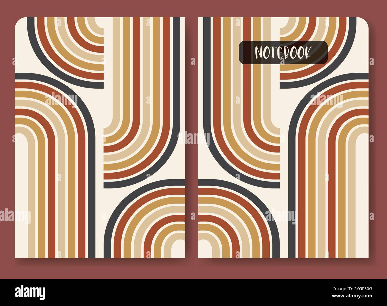 Retro colorful notebook cover design template. Diary cover page design ...