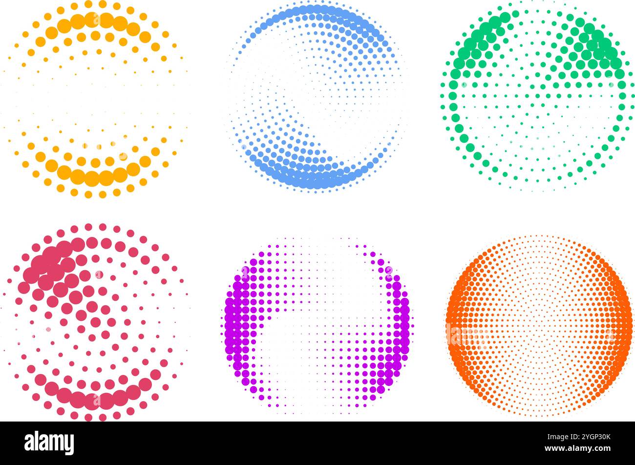 Vibrant halftone circle patterns. Vector illustration Stock Vector ...