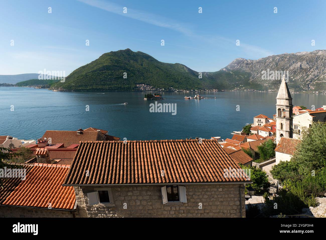Turquoise water at Perast bay. Our Lady Of The Rocks And The Island Of ...