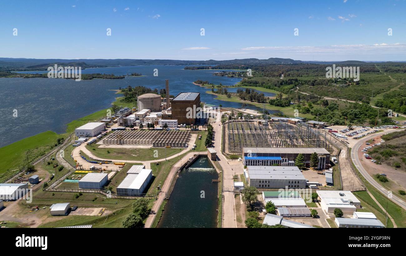 Aerial view of the "Embalse" Nuclear Power Plant in Cordoba, Argentina ...