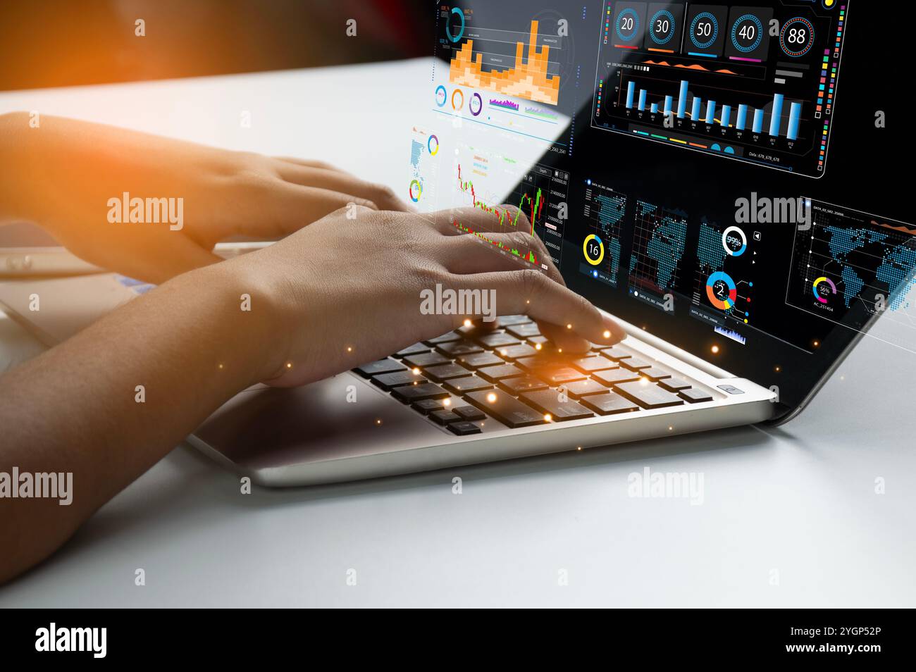 data analysis trading ideas Businessman working with data chart with AI ...
