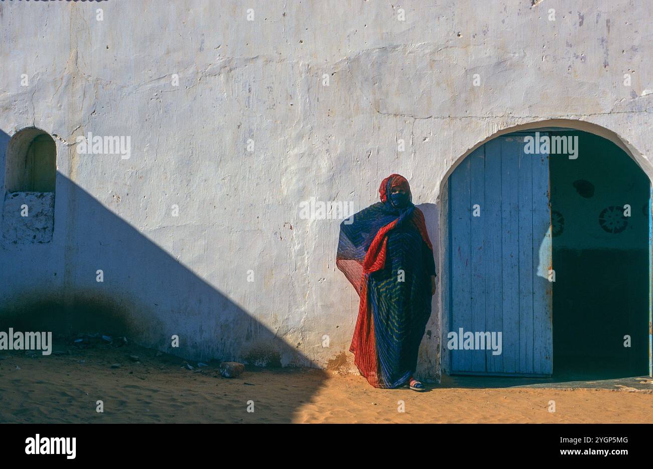 Saharawi refugee woman teacher outside school at their camps in Western ...