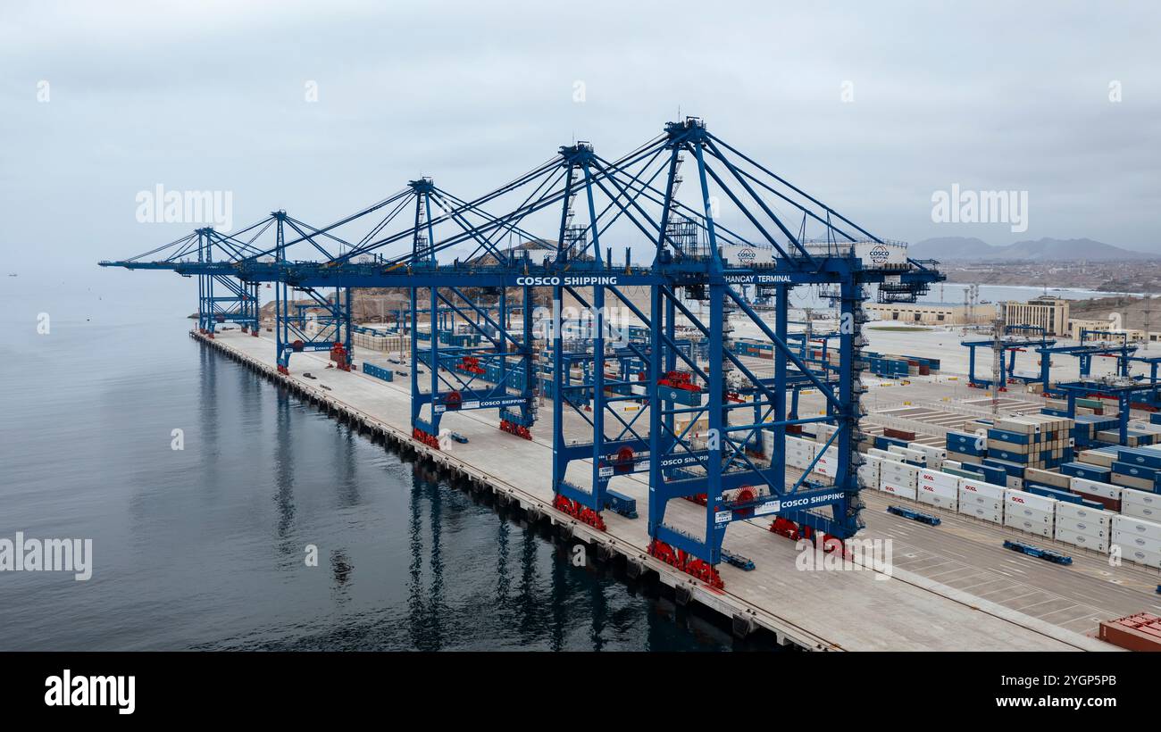 Chancay, Peru. 07th Nov, 2024. Preparations before the opening of the ...