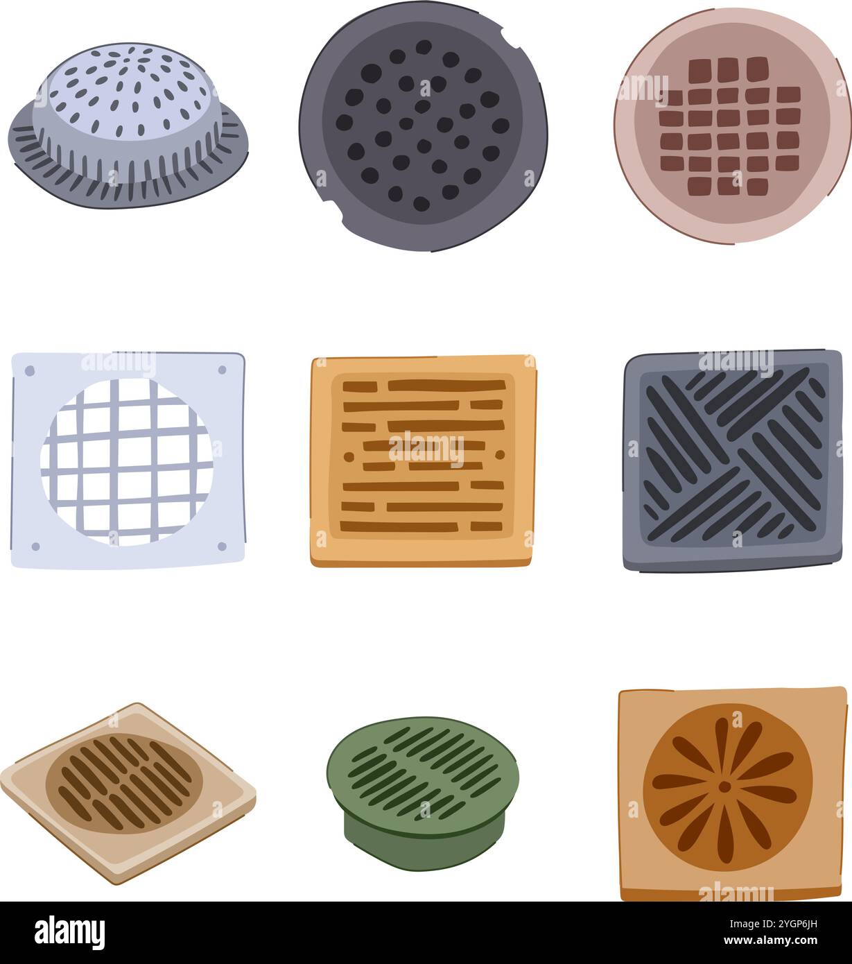 drain cover set cartoon vector illustration Stock Vector Image & Art ...