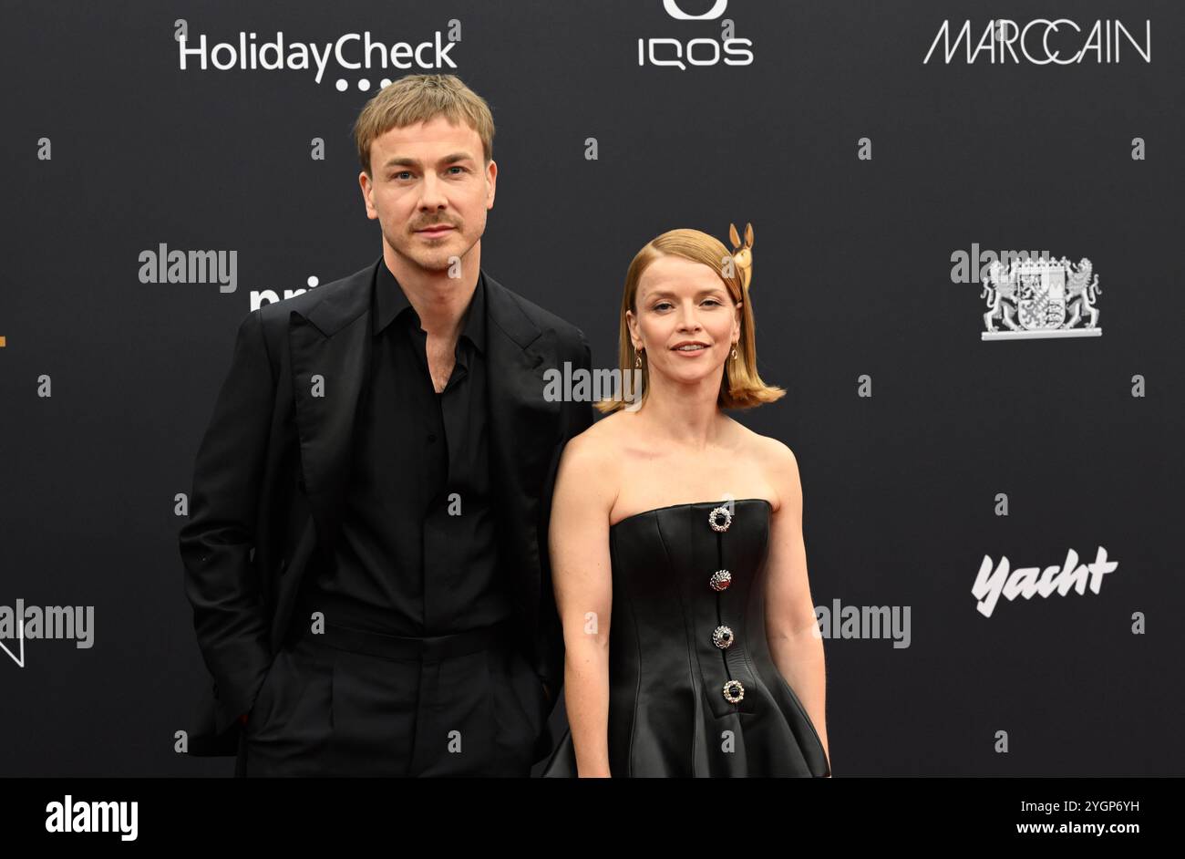 Munich, Germany. 07th Nov, 2024. Actor Albrecht Schuch (l) and actress ...