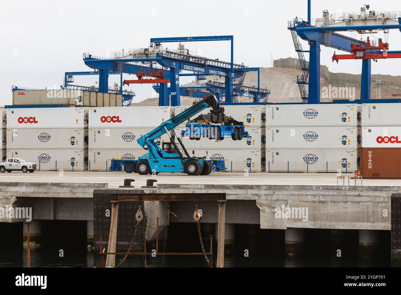 Chancay, Peru. 01st Jan, 2018. Containers belonging to Orient Overseas ...