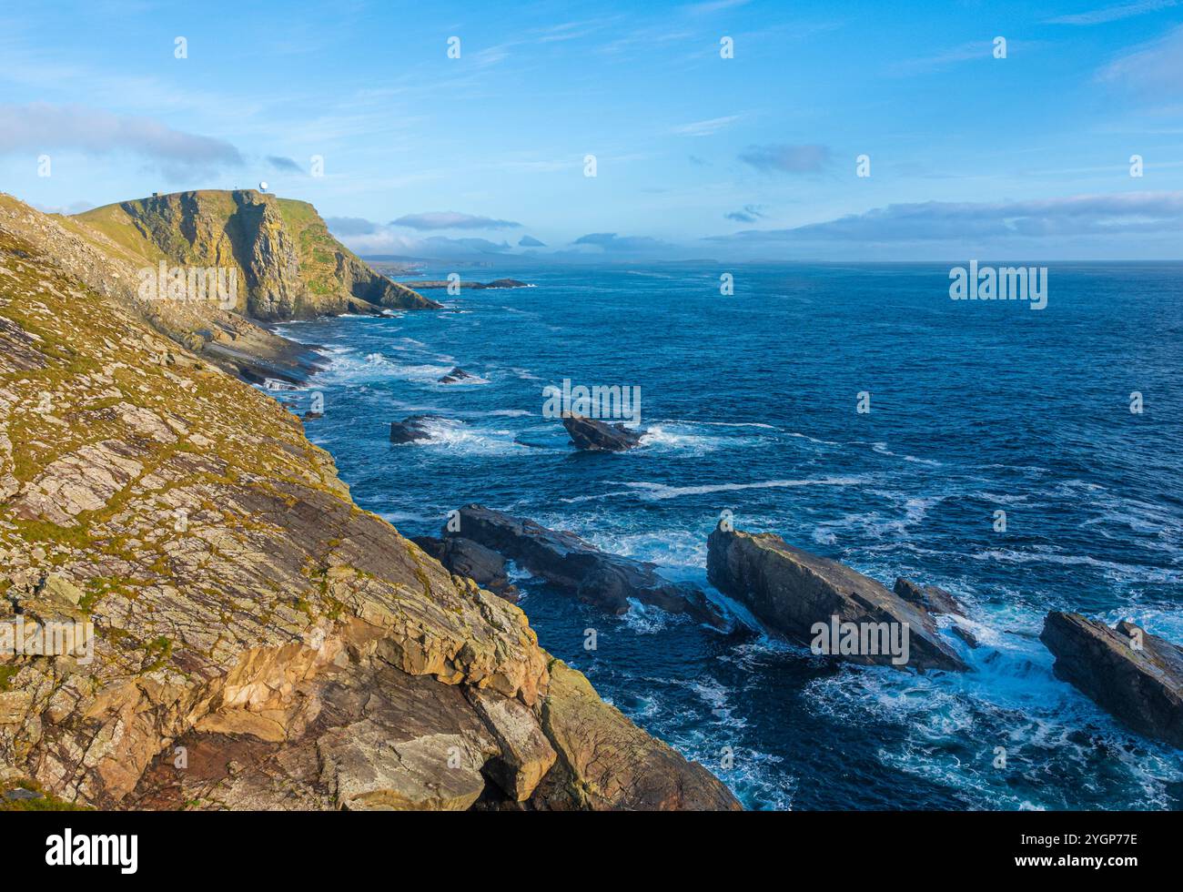 View of the The Compass cliffs and The Slithers from Sumburgh Head ...