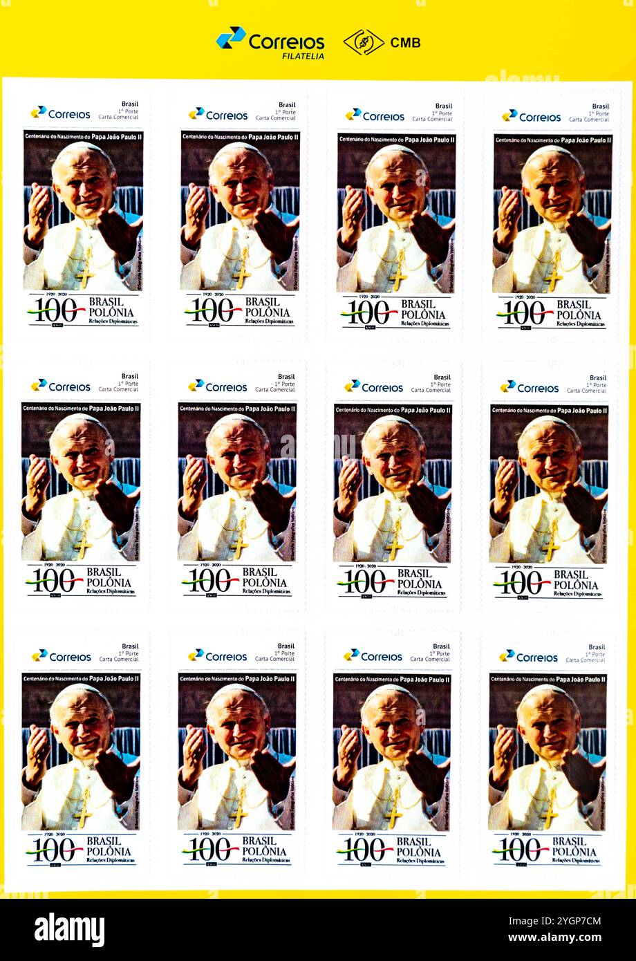 Brazilian Post Office Postage Stamp Collection. Pope John Paul II Stock ...