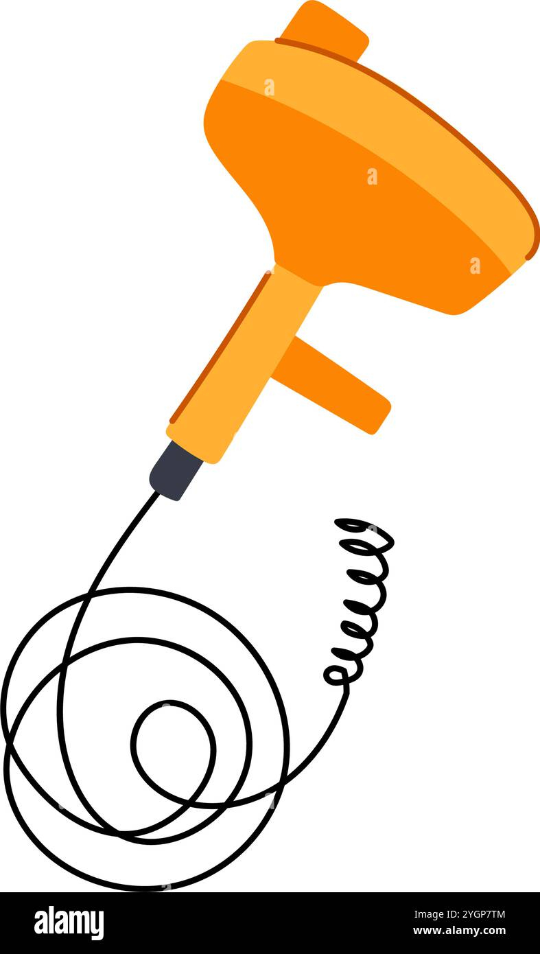 clog drain snake cartoon vector illustration Stock Vector Image & Art ...