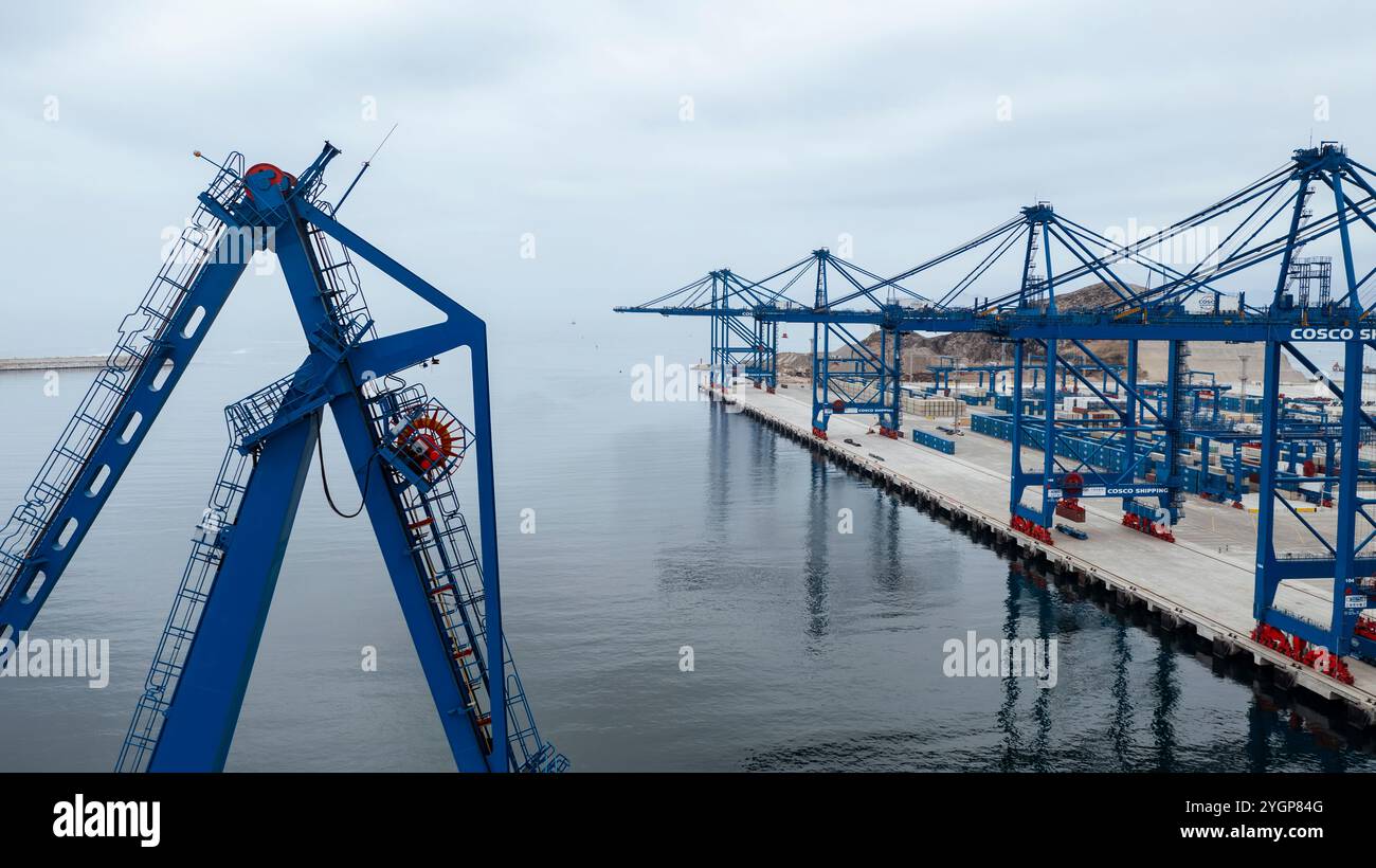 Chancay, Peru. 07th Nov, 2024. Preparations before the opening of the ...