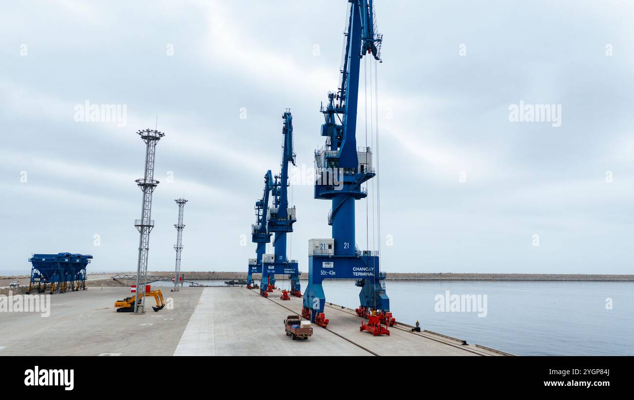 Chancay, Peru. 07th Nov, 2024. Preparations before the opening of the ...