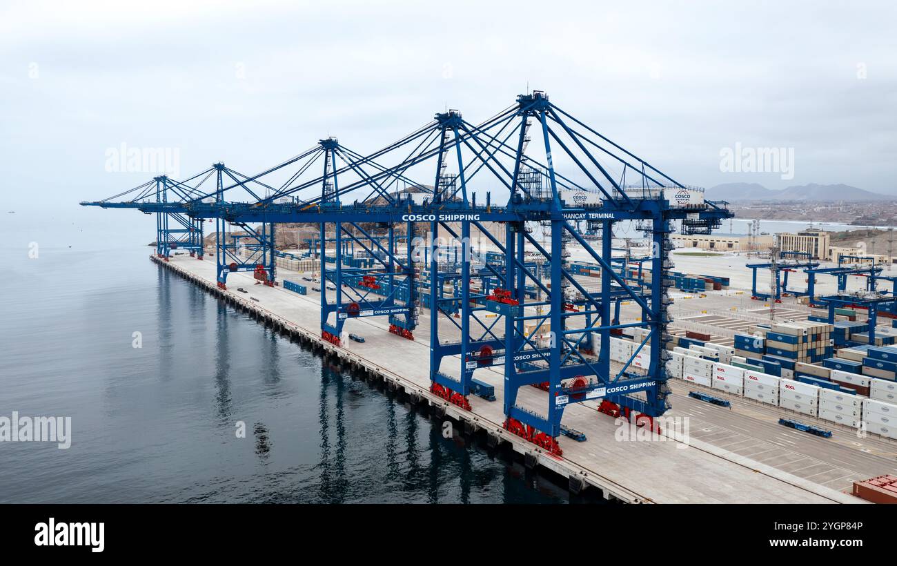 Chancay, Peru. 07th Nov, 2024. Preparations before the opening of the ...