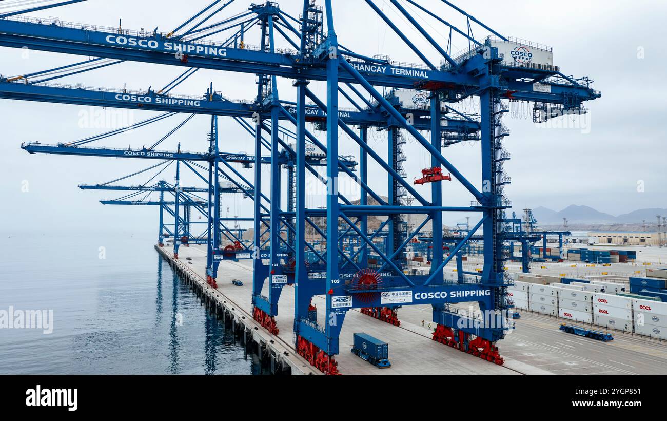 Chancay, Peru. 07th Nov, 2024. Preparations before the opening of the ...