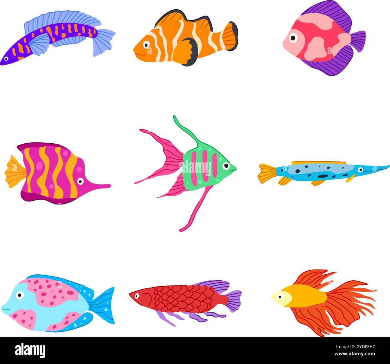 exotic fish set cartoon vector illustration Stock Vector Image & Art ...