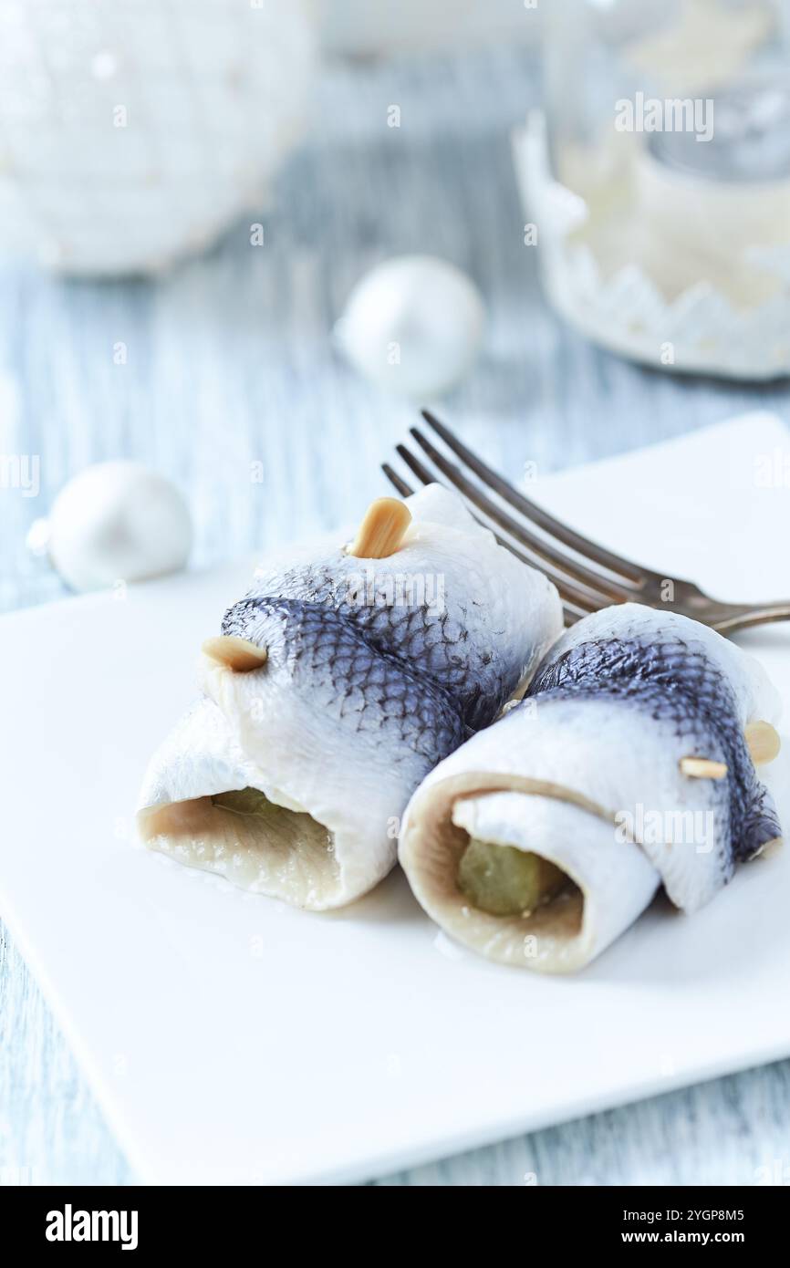 Pickled herring fillets, Rollmops. Traditional Polish Christmas Dinner ...