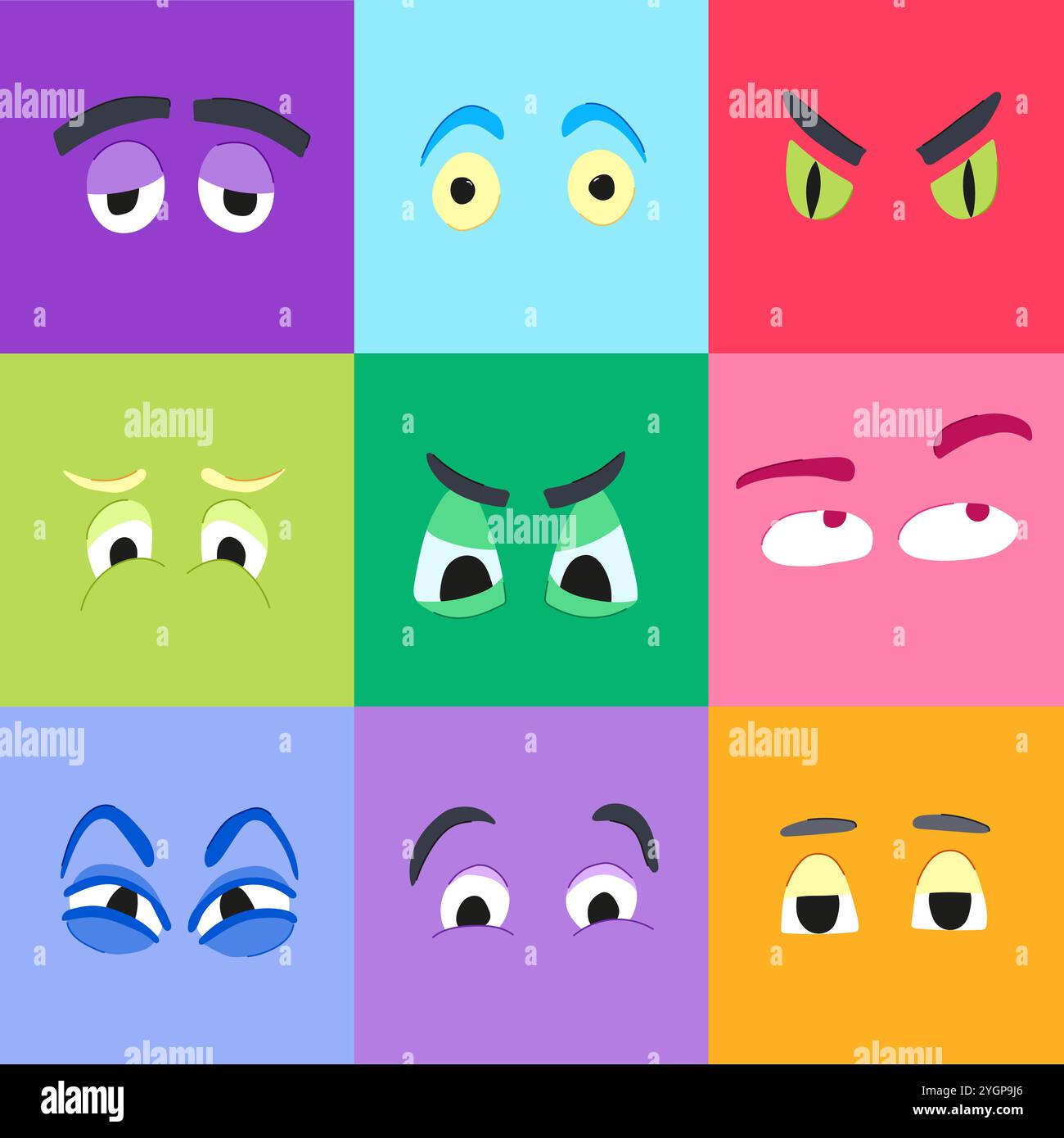 eye emotions set cartoon vector illustration Stock Vector Image & Art ...
