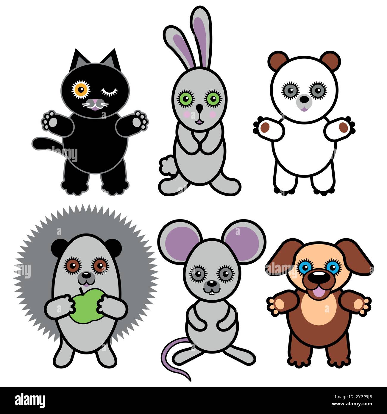 Vector toys set Bear Cat Bunny Mouse Hedgehog Stock Vector Image & Art ...