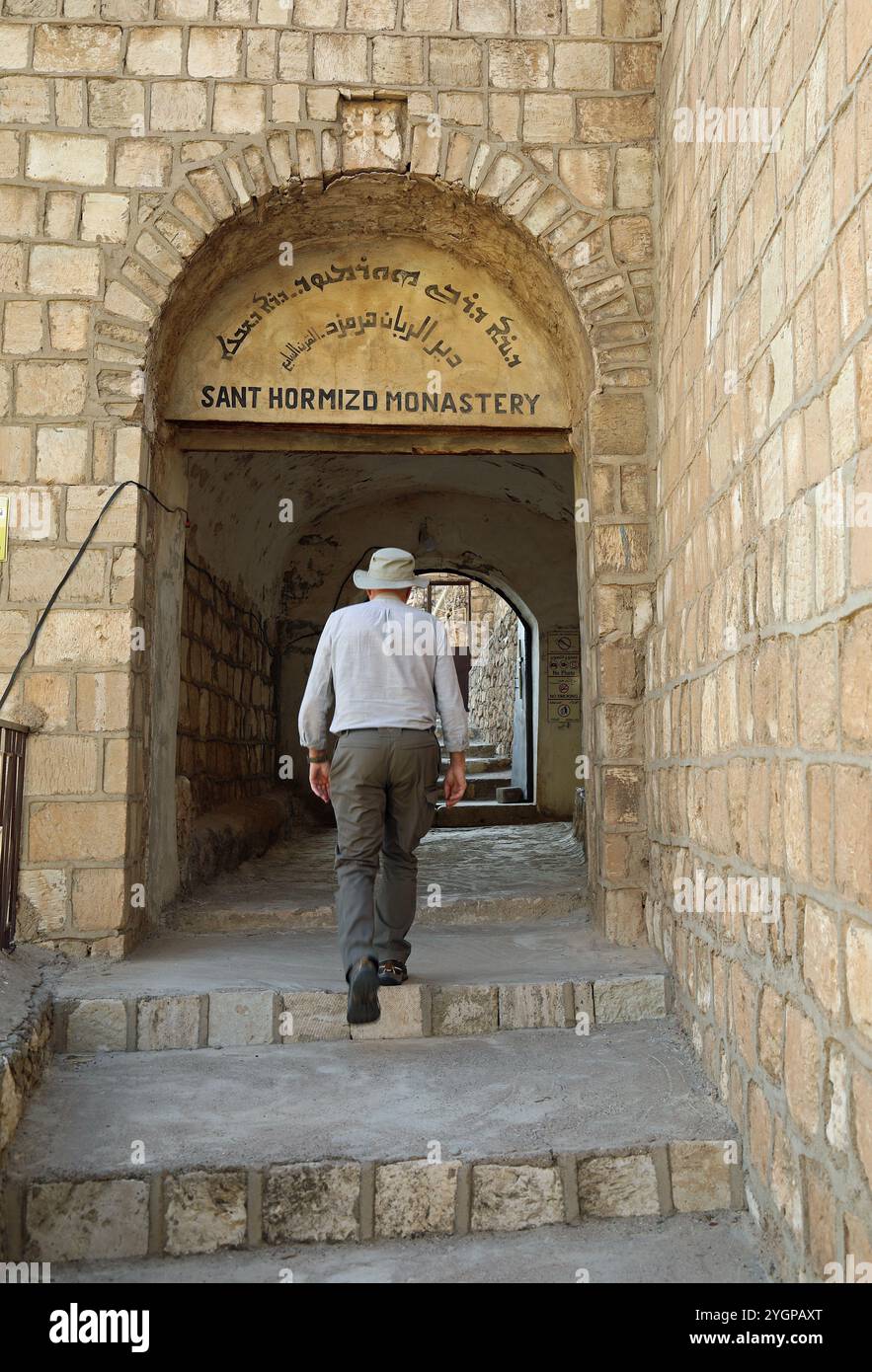 Visitor arriving at Rabban Hormizd Monastery in Iraq Stock Photo - Alamy
