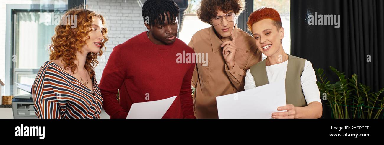 Colleagues gather in the office, sharing holiday cheer and festive ...