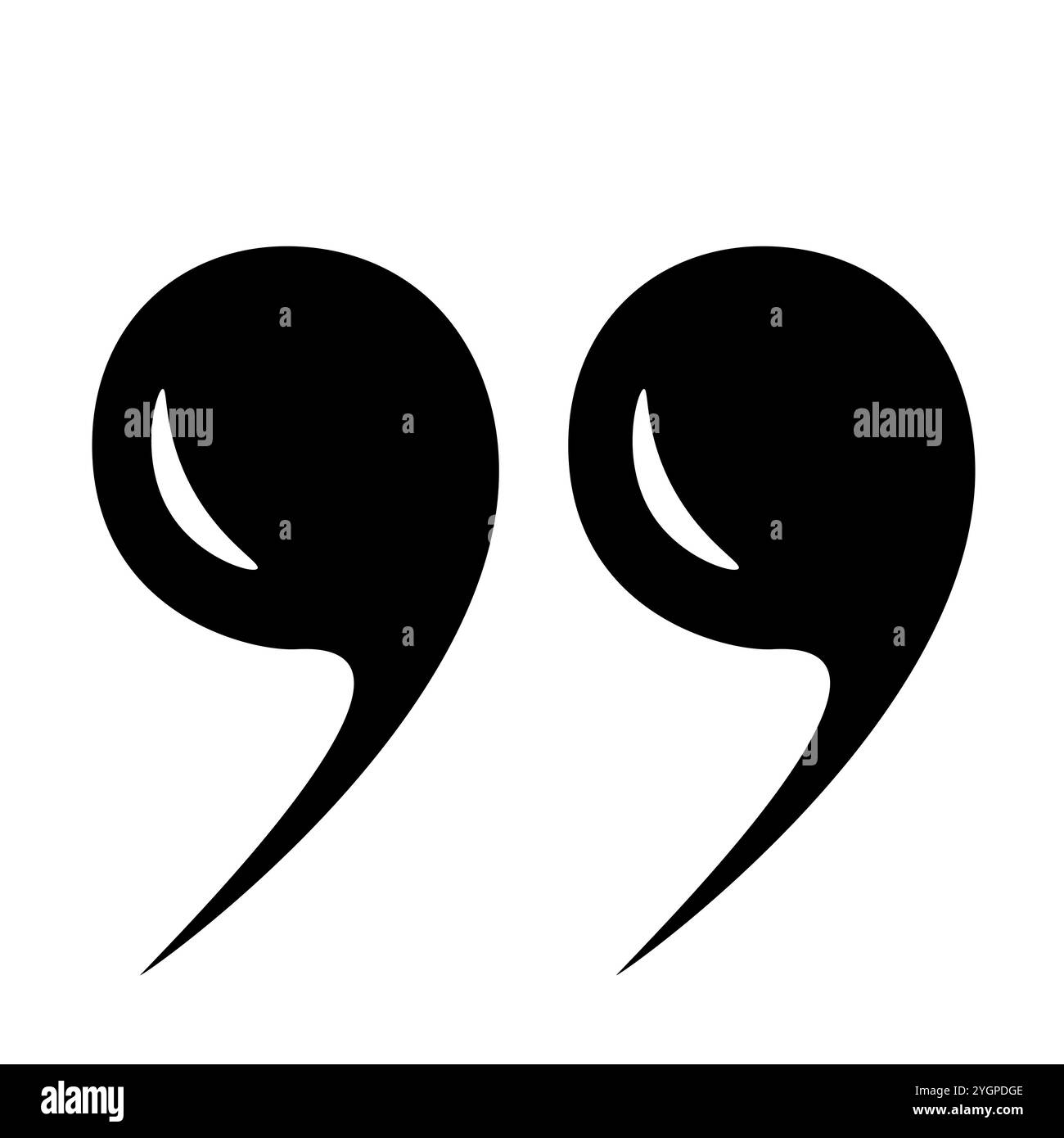 A flat quotation mark icon with highlights on a white background Stock ...