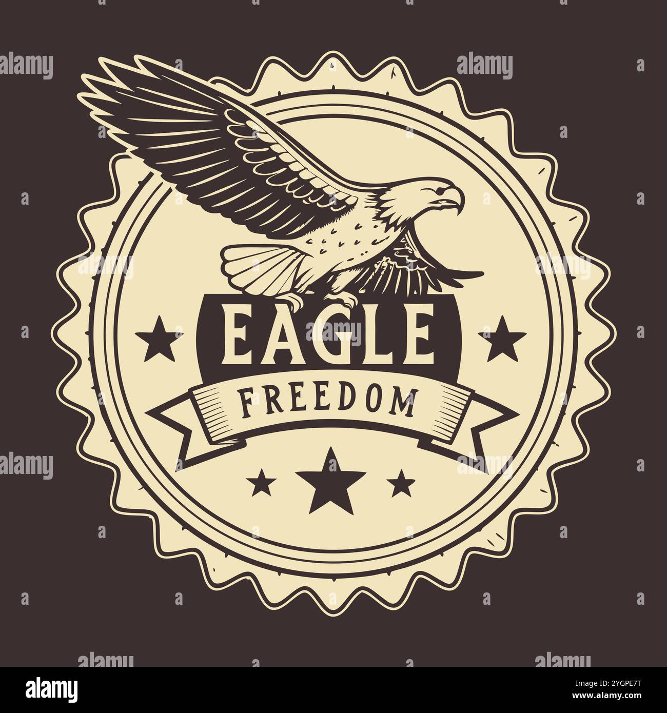 Vintage label with eagle and eagle silhouettes, vector illustration ...