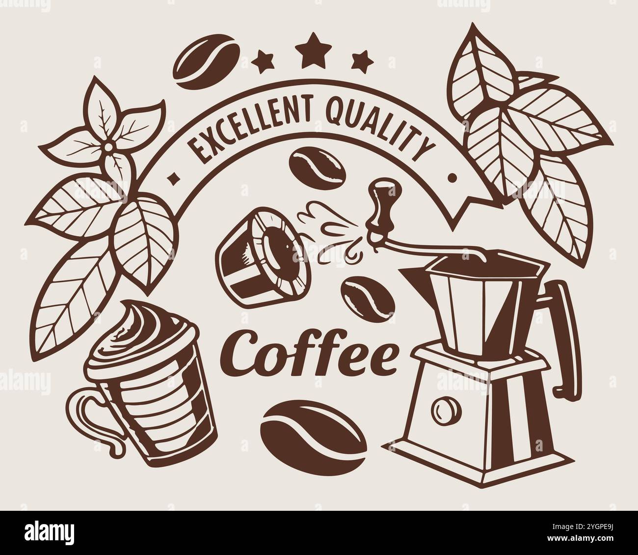 Coffee shop logo design, vintage style. Vector illustration Stock ...